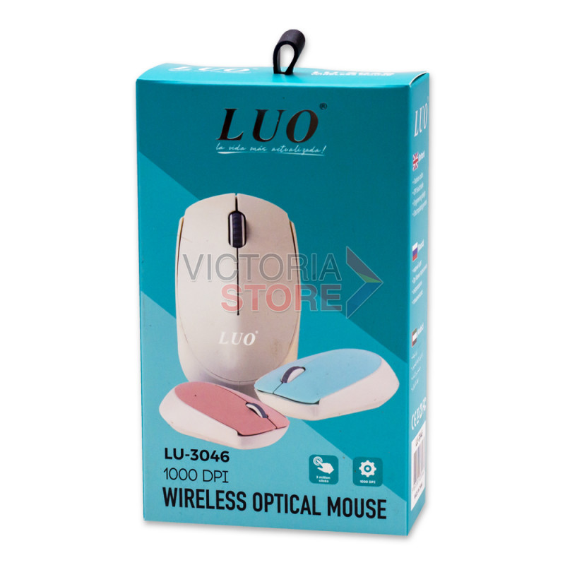 Mouse DPI Sem Fio Wireless Optical Luo LU-3046 / 1000 DPI / USB-A - Branco