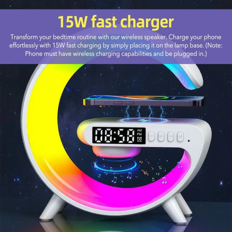Mini Luminária De Mesa G Led Smart Light Sound Machine G63 com Speaker ...