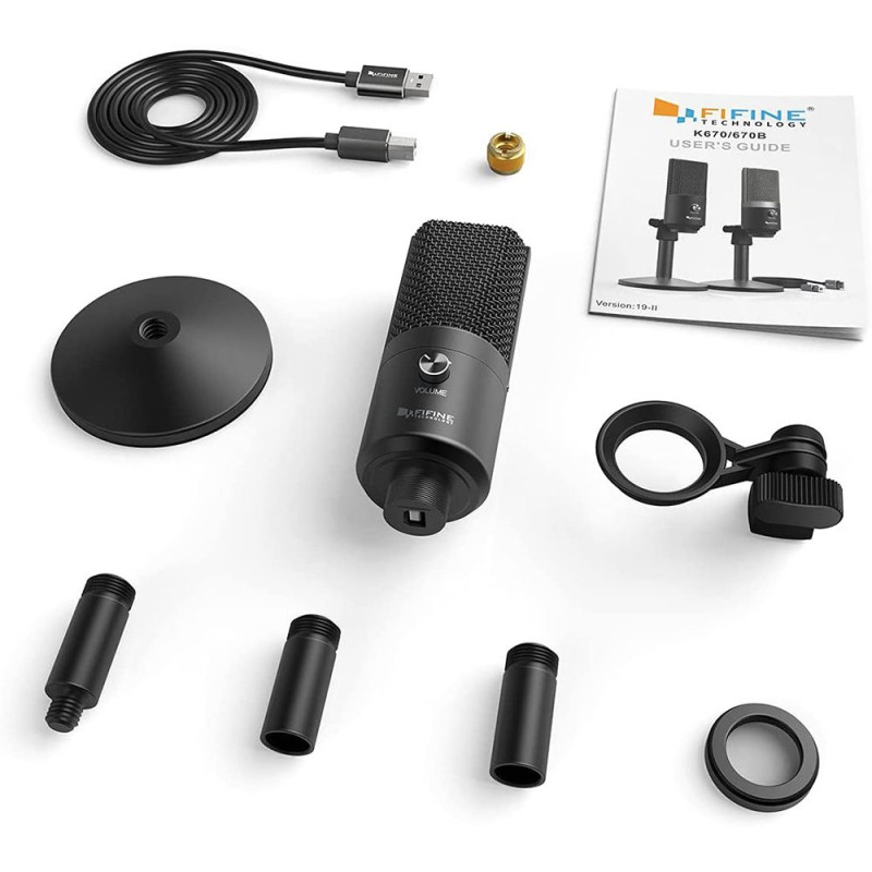Microfone Fifine K670B Condenser Cardioide / USB - Preto